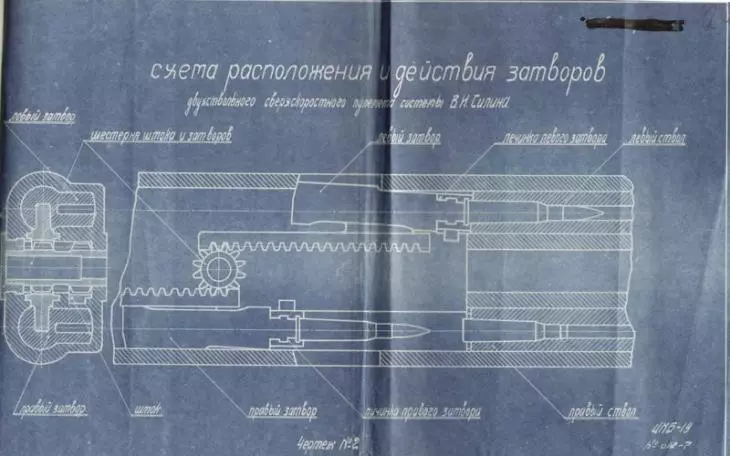 Sowjetesch Ultra-Trunk Fligeren vun engem Rifle Caliber