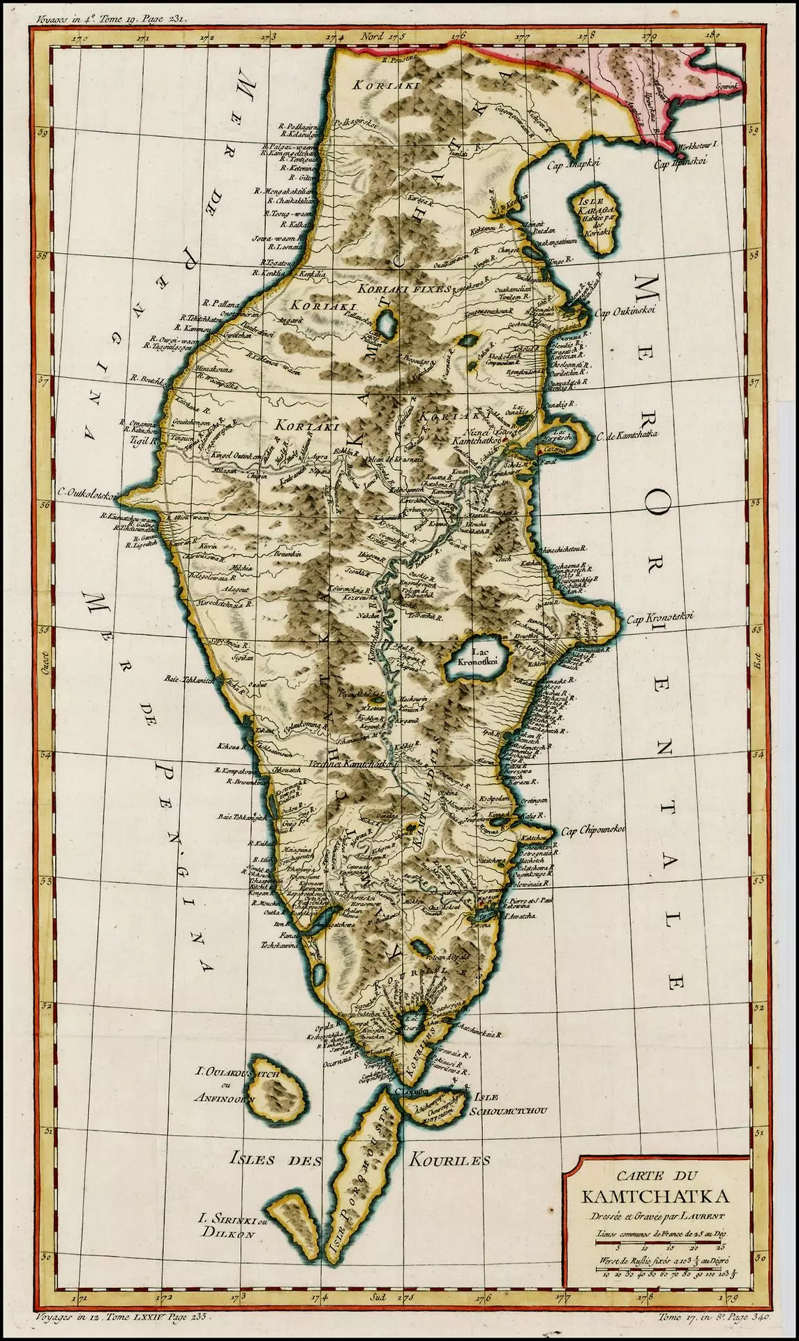 Χάρτης του Kamchatka, 1757