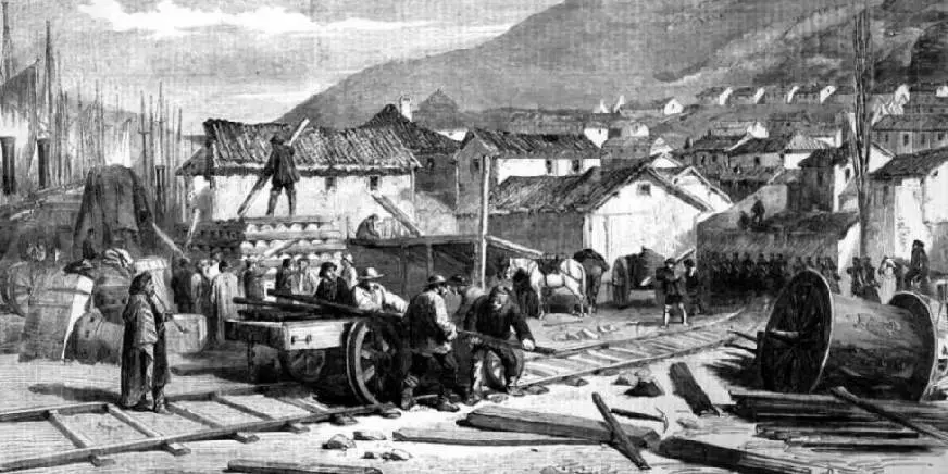 Tarpiklis iš ne Balaklava, kovo 1855 geležinkelį