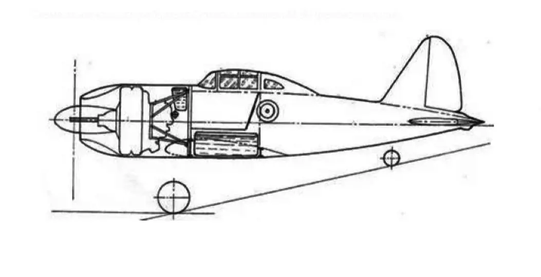 Layout-skema fan in betûfte droege fjochter mei M-90 Motor (Rekonstruksje)