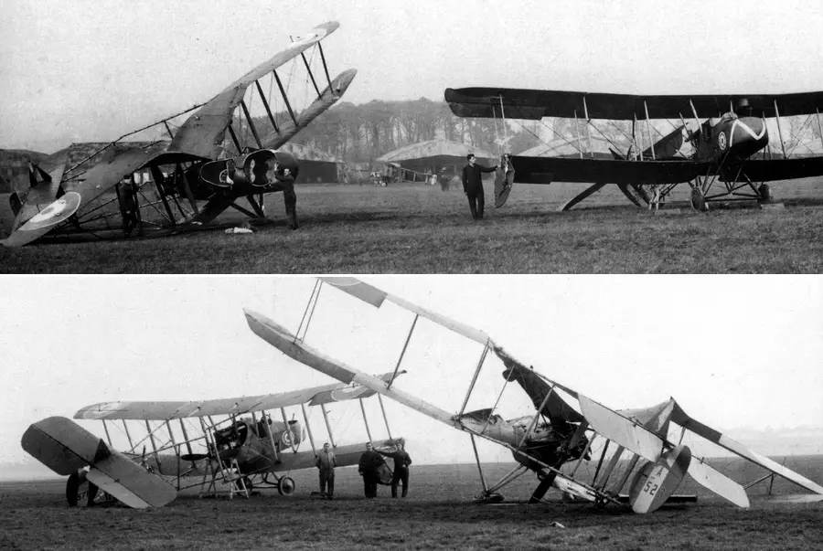 12 oktober 1917 Detta f.e.2b med A5523-numret från 200: e nattträningskvadron kraschade in i f.e.2b med A5717-numret från 199: e squadronen