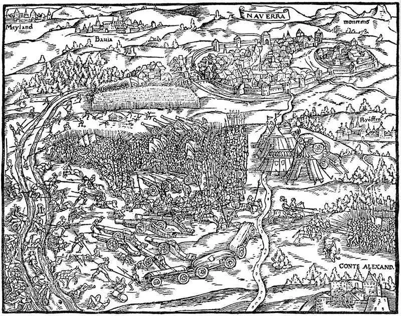 Bătălia sub Novary (1513) în imaginea târzie (1548) Wikimedia Commons