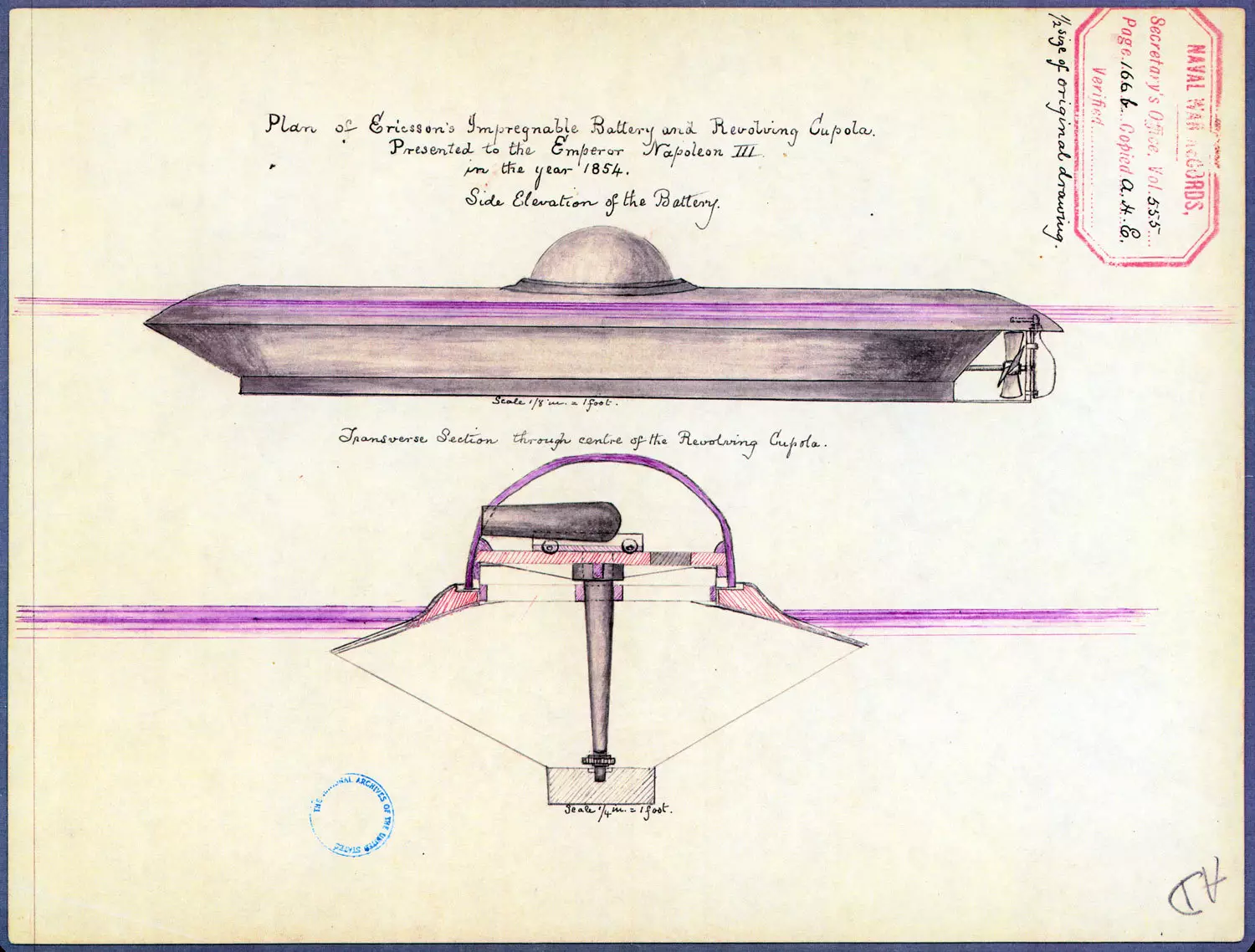 盔甲的電路，吸引到皇帝拿破崙III。來自Eriksson的個人檔案來源：History.Navy.mil