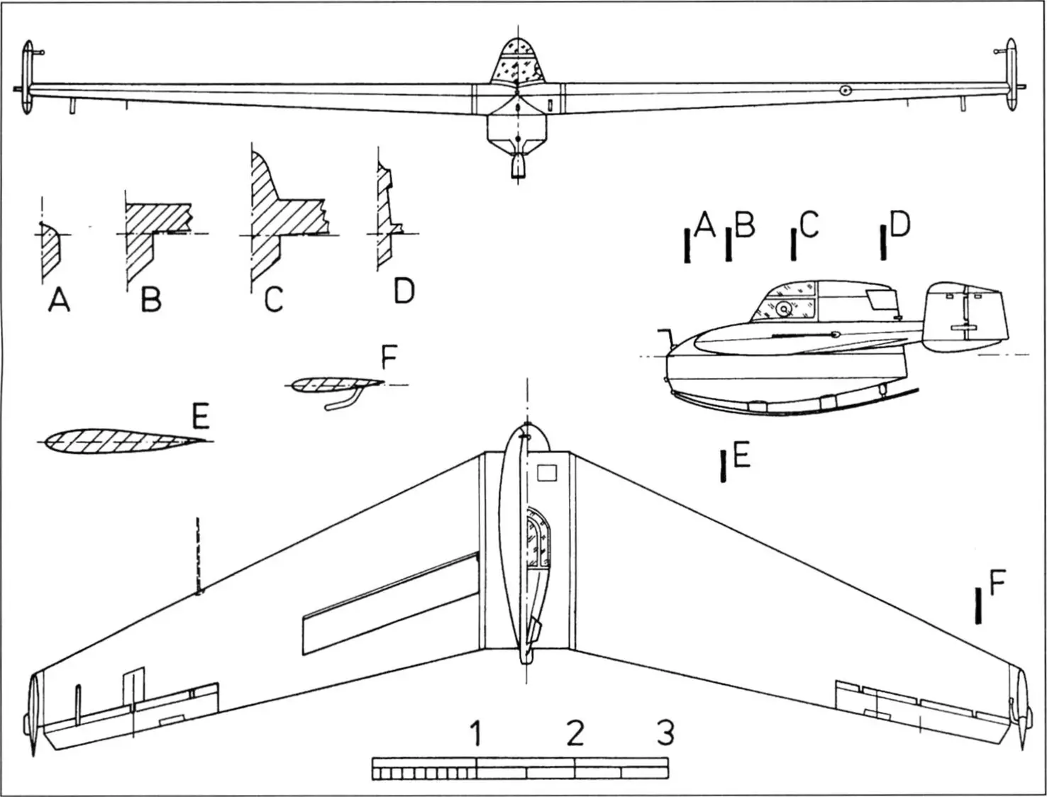 Eksperimentinio sklandytuvo schema