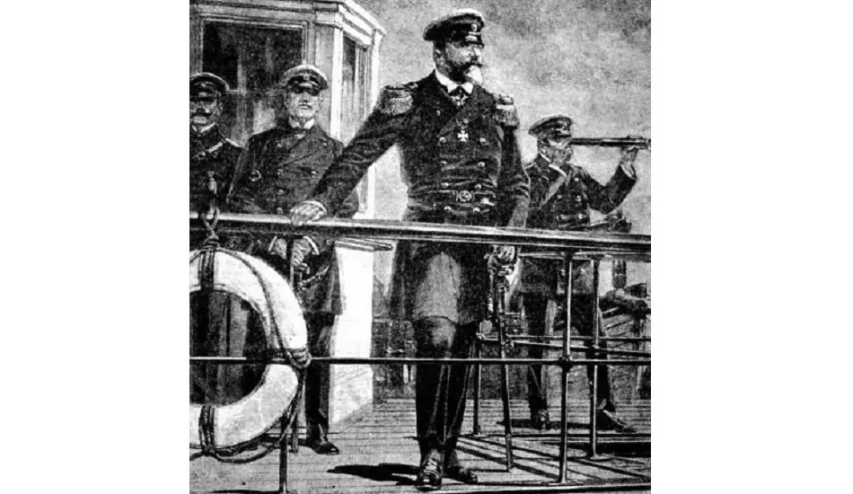 Torrodd Admiral Zhidlov i lawr ar 12 Mai, 1904 yn Port Arthur