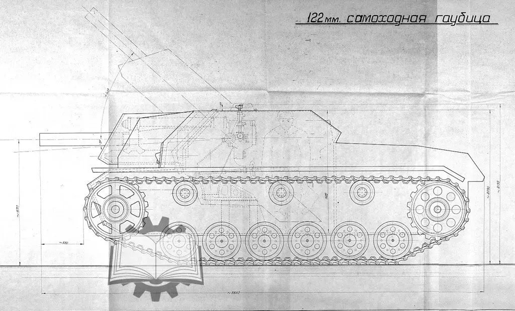 Das anfängliche Projekt ist 122-sg, später in SG-122 umgewandelt. Das Konzept dieses Autos zog schnell auf das T-34-Chassis