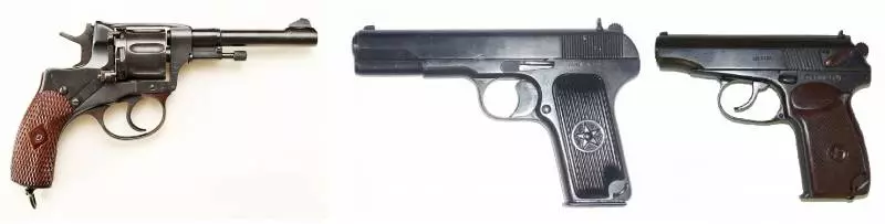 USSR的軍隊手槍：“Nagan”，TT，PM（圖像可能在規模上不一致）