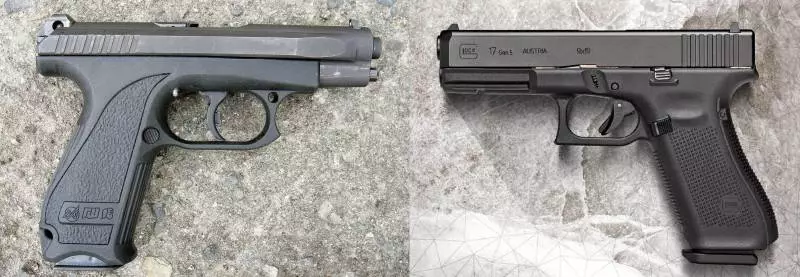 GS-18 Gun and His Will Glock-17 of the Fifth Generation (images may not coincide on the scale)