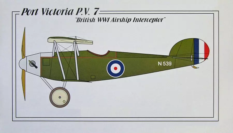 Spertuloj Orienta Fighter-PV-7 gren-katidaj aerŝipoj. Unuiĝinta Reĝlando