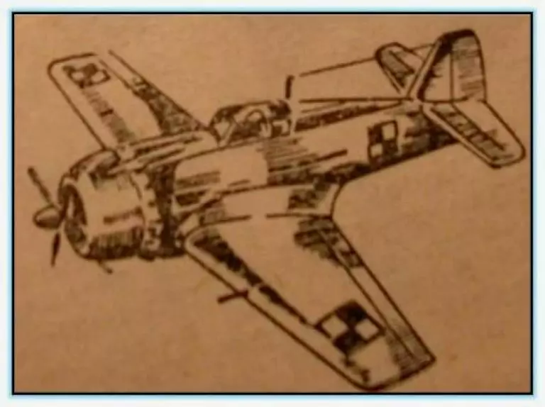 Hypothetical drawing ng proyekto ng isang magaan na PWS-42 manlalaban, pagpipilian na may maaaring iurong pangunahing chassis racks