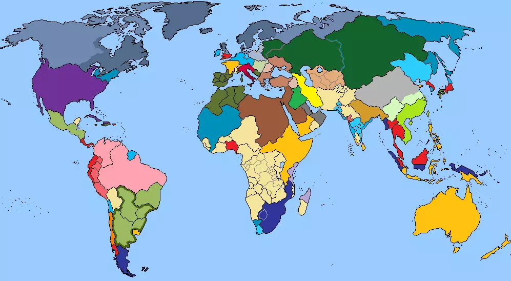 Mapa světa, kde je Afrika centrem civilizace