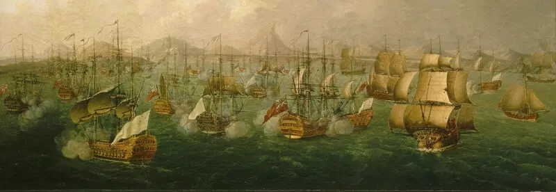 Batalo de Porto-Priya, la 16-an de aprilo 1781. Wikimedia.org.