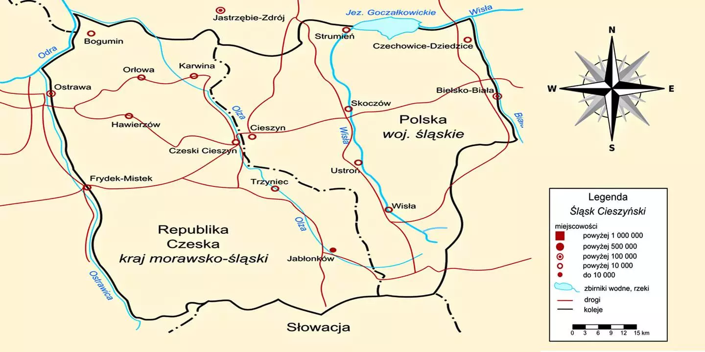 Polská mapa Tehshin Silesia