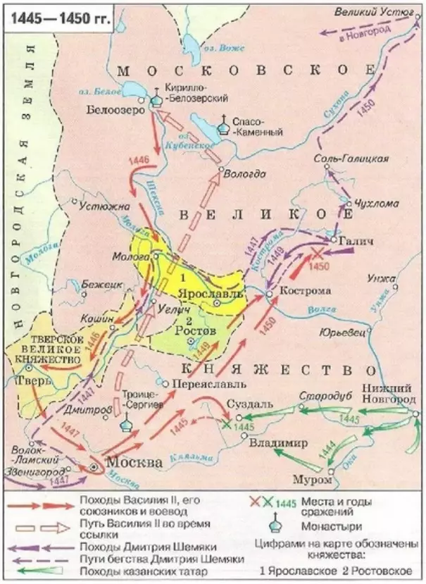 Zemljevid civilistov 1445 - 1450