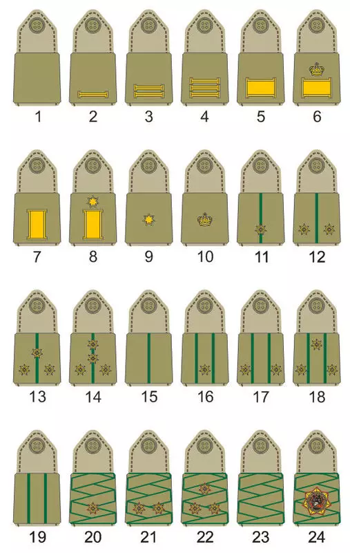 Gruziya armiyasi va MGKda flotdagi farqning kiyimlari va belgilari