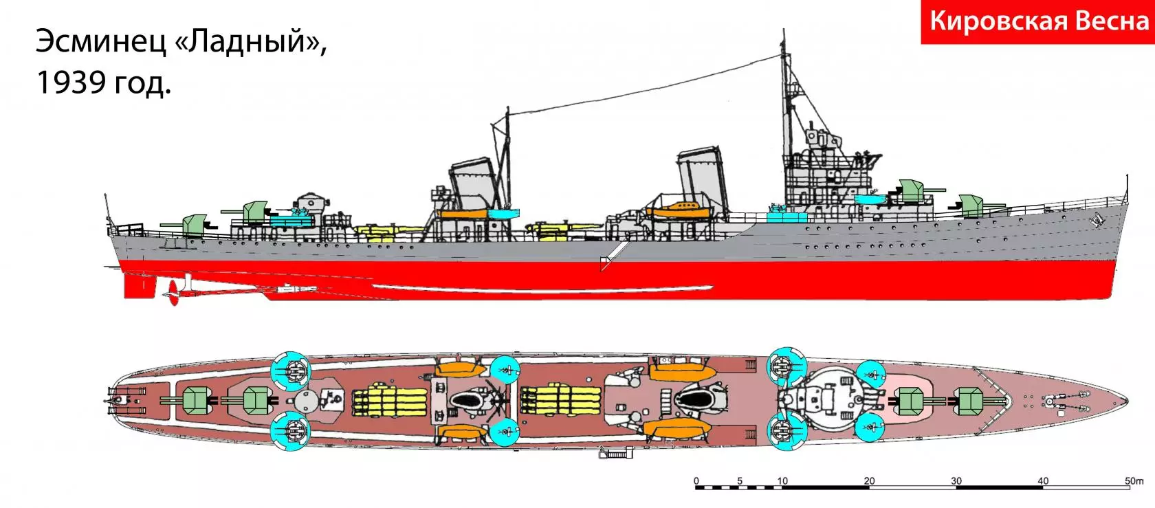 Kirov بهار esminets از سی سالگی.