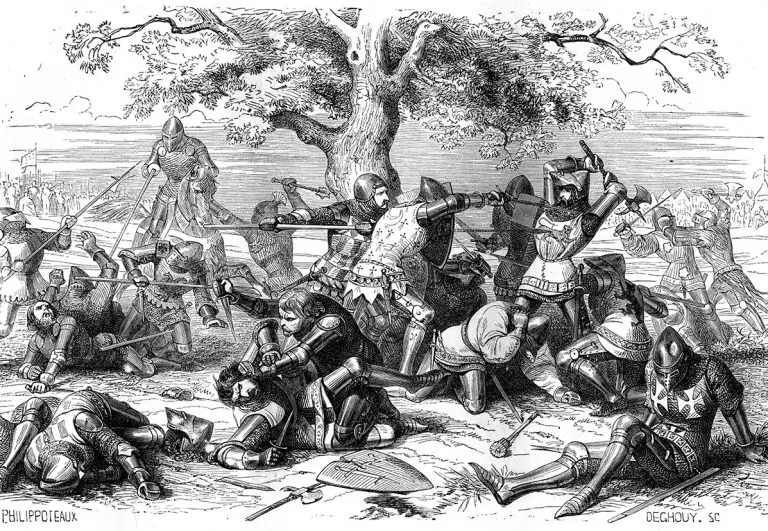 The death of Sir Robert Barborough. Illustration of the 19th century