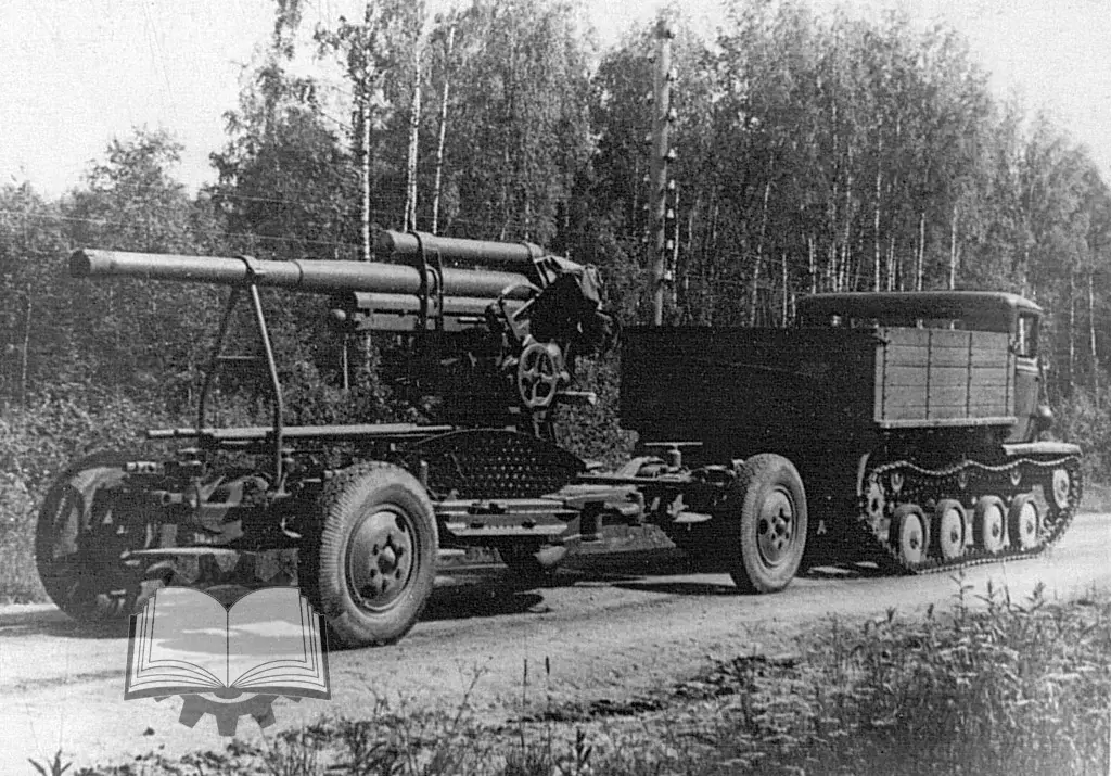 The car was designed to transport the divisional artillery, but it was forced to carry a heavier anti-aircraft age 3, and also 85-mm Zenitka 52-K