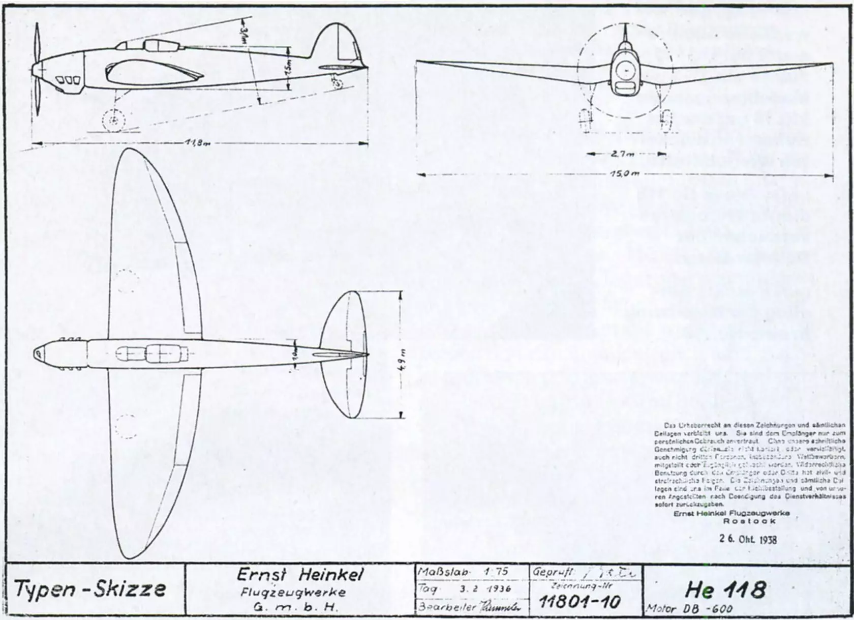 מחבלים חוויים מנוסים Heinkel הוא 118. גרמניה