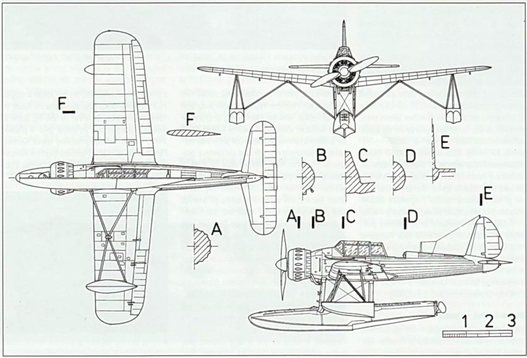 Esquema de um ajuste experiente do Seaplator-Scout e do arado AR 196 V3