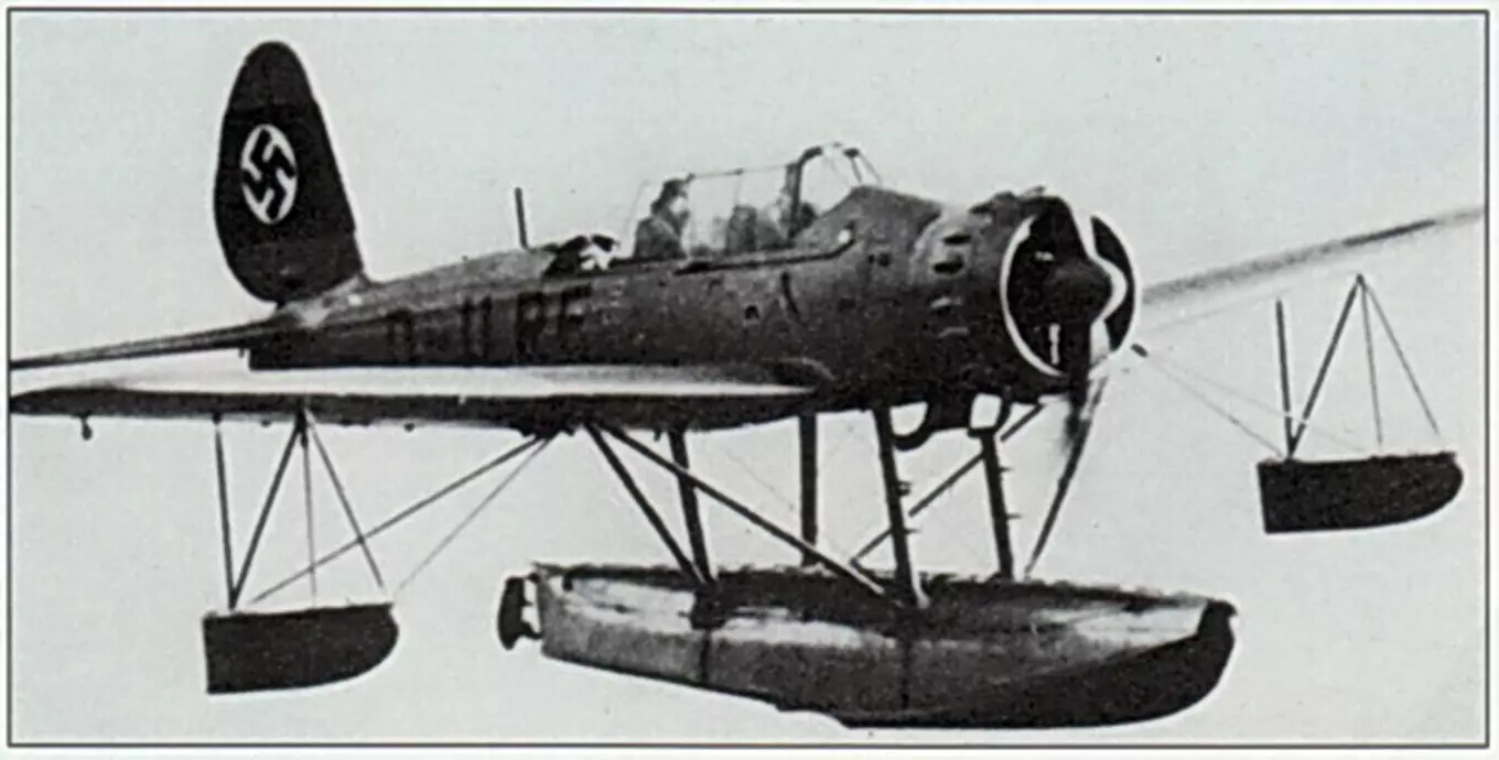 The first prototype of the Opepoplashic version of Arado Ar 196 V3 in one of the numerous test flights