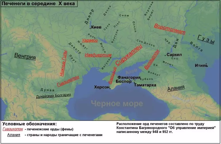 X yüzyılın ortasındaki pechenegler. Kaynak: NOMADICA.RU.