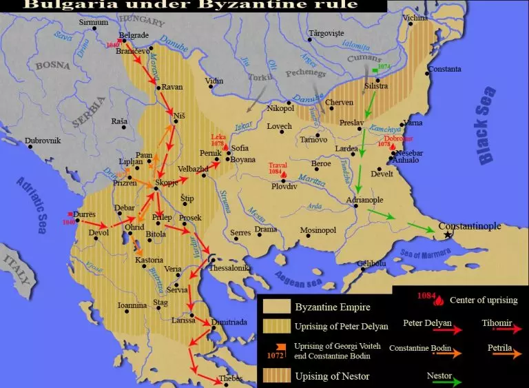 Bulgaristan'da XI. Yüzyılda ayaklanma. Kaynak: Wikimedia Commons