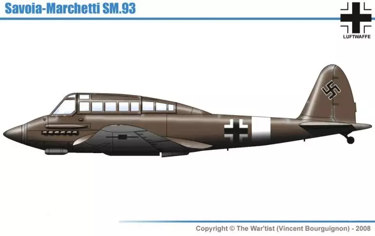 Малюнок пікірувальника Savoia Marchetti SM.93. джерело http://www.wardrawings.be/