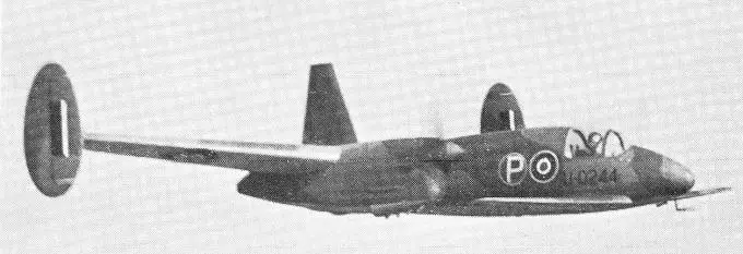 Experimentele vliegtuigmes M.39B Libellaula onder de controle van George Miles (Miles Aircraft)