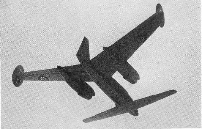 In this picture, the unconventional layout of the experimental aircraft Miles M.39B Libellula is well shown