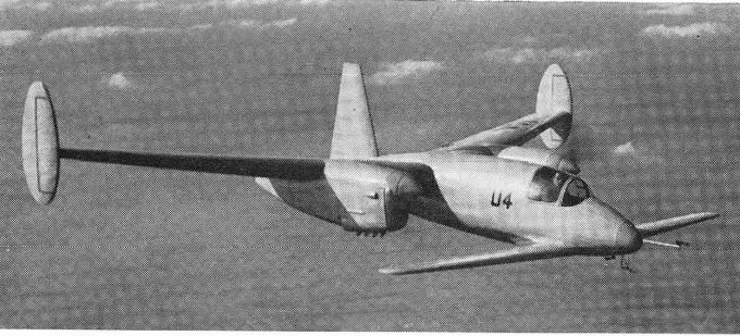 Eksperimentele vliegtuig Miles M.39b Libellula onder Hugh Kendall (Hugh Kendall)