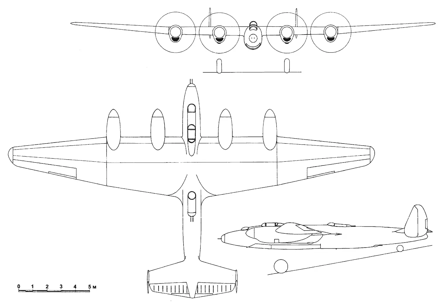 PB 4M-105TK (ANT-57) négy motorral szedett bombázó. Projekt. Tupolev. USSR.1939G.