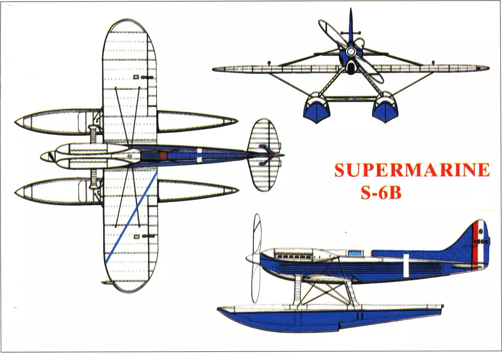 Sacīkšu un rekordliels pludiņš Supermarine S-6B; Zīmēšanas inženieris Z. Oboy