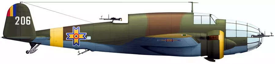 PZL P.37 "Elk", Tactical No. 206, avy amin'ny squadron squadron 77, dia voatifitra tamin'ny ady an-habakabaka tamin'ny 22 jona 1941 teo amin'ny sehatry ny fiaramanidina (Artista Alexey Valyaev-Zaitsey Valyaev-Zaitsey)