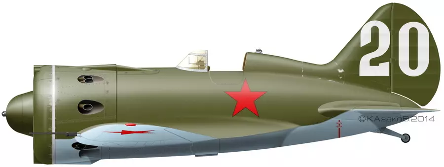 Ungelok I-16 Type 28 Junior Luitenant N. F. Murasheva fan 1 Squadron, 12 april 1941. Rekonstruksje fan it uterlik fan 'e artyst Alexander Kazakov