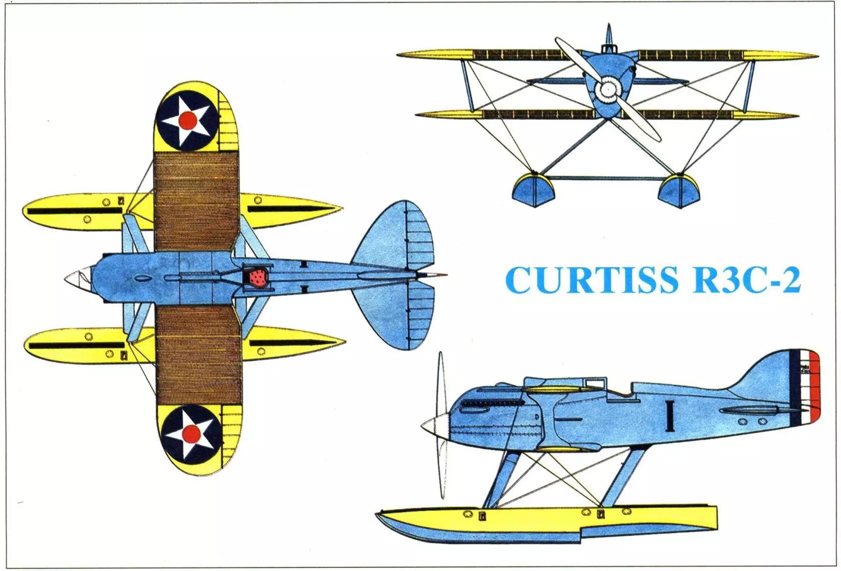 схема гоночного і рекордного поплавкового гідролітака Curtiss R3C-2; малюнок інженера З. Одехнала