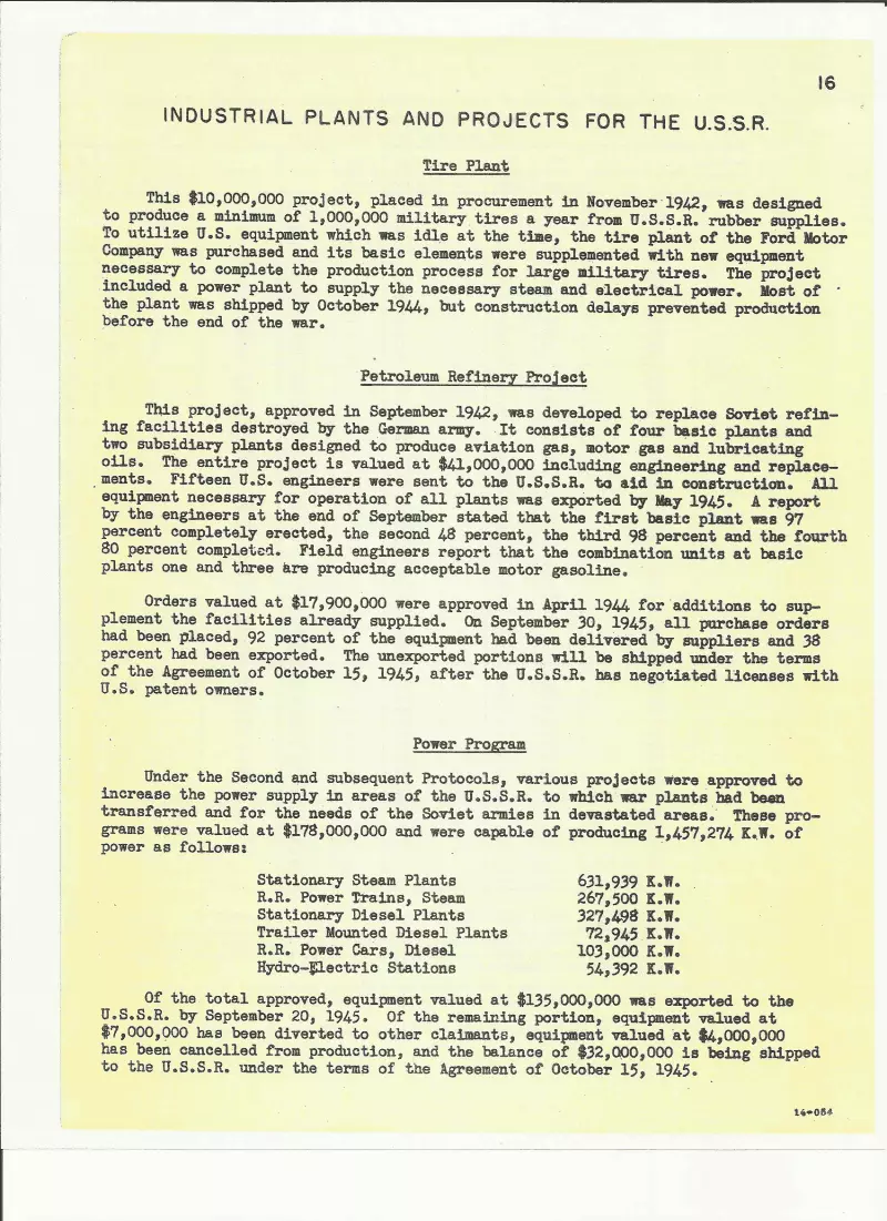 Vollständiger Bericht über Lieferungen an Land Lizu ab 22. Juni 1941 bis 20. September 1945