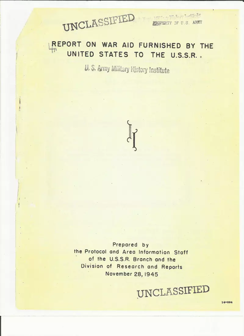 Relatório completo sobre suprimentos na terra Lizu de 22 de junho de 1941 a 20 de setembro de 1945