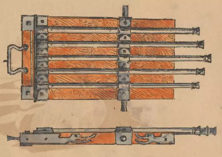 Organet i 5 gevärstrumpor (förmodligen början av XVI-talet), upptäckt i den metriska arsenalen och exponerades på 1860-talet. I Museum of the Paris Artillery School. Den genomsnittliga längden på trunkarna är 1,52 m, kaliberen är 17 mm. Larchey, pl. 65.