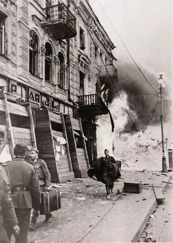 When the bridge was burning near the Germans