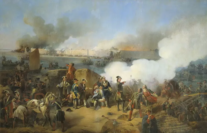 Storming festningen i Netburg 11. oktober 1702. Artist Alexander Kotsebu, 1846. Hanstrf.ru.