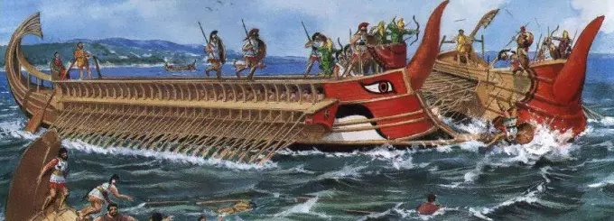 Molt semblant a la veritat antiga batalla marina de les guerres greco-perses. El nombre d'epibats és petit, eliminat els pals ...