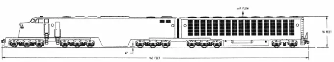 Traein amach anseo geal. Lokomotiv le hinneall núicléach X-12