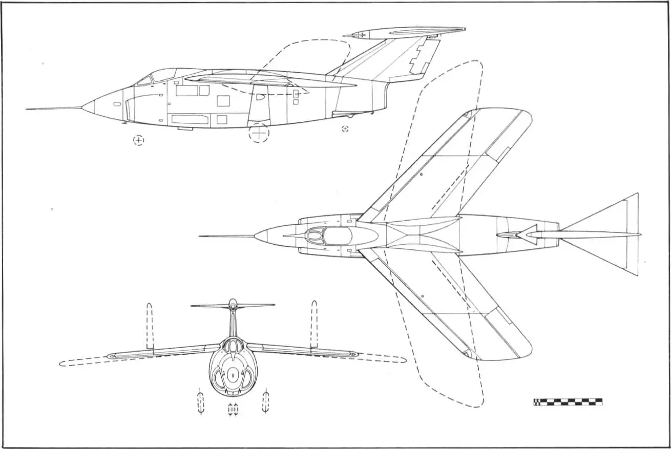 Schema eines experimentellen Decks Kämpfer Grumman XF10F-1 Jaguar