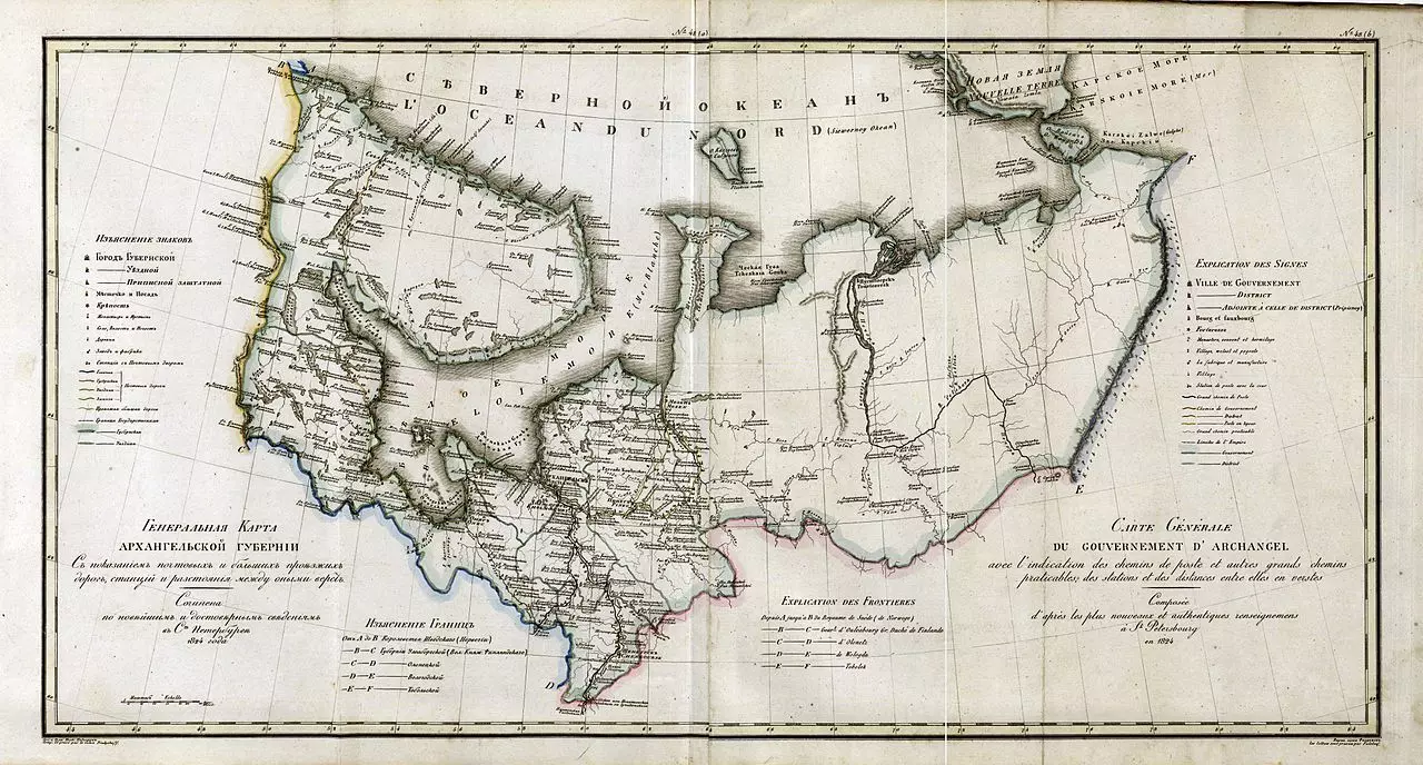 Arkhangelsk provinsen, 1824 kort