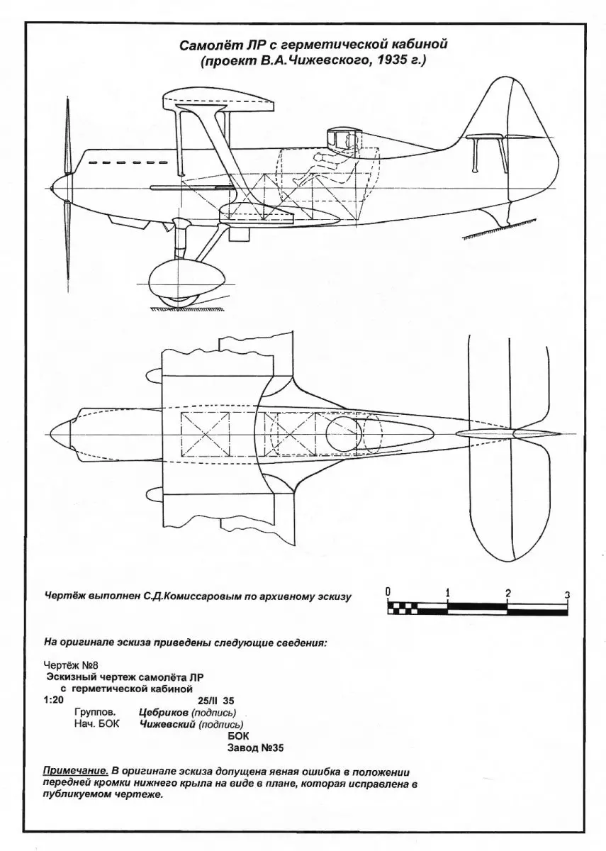 LR Hegazkinak kabina hermetikoarekin (V. proiektua A. Chizhevsky, 1935)