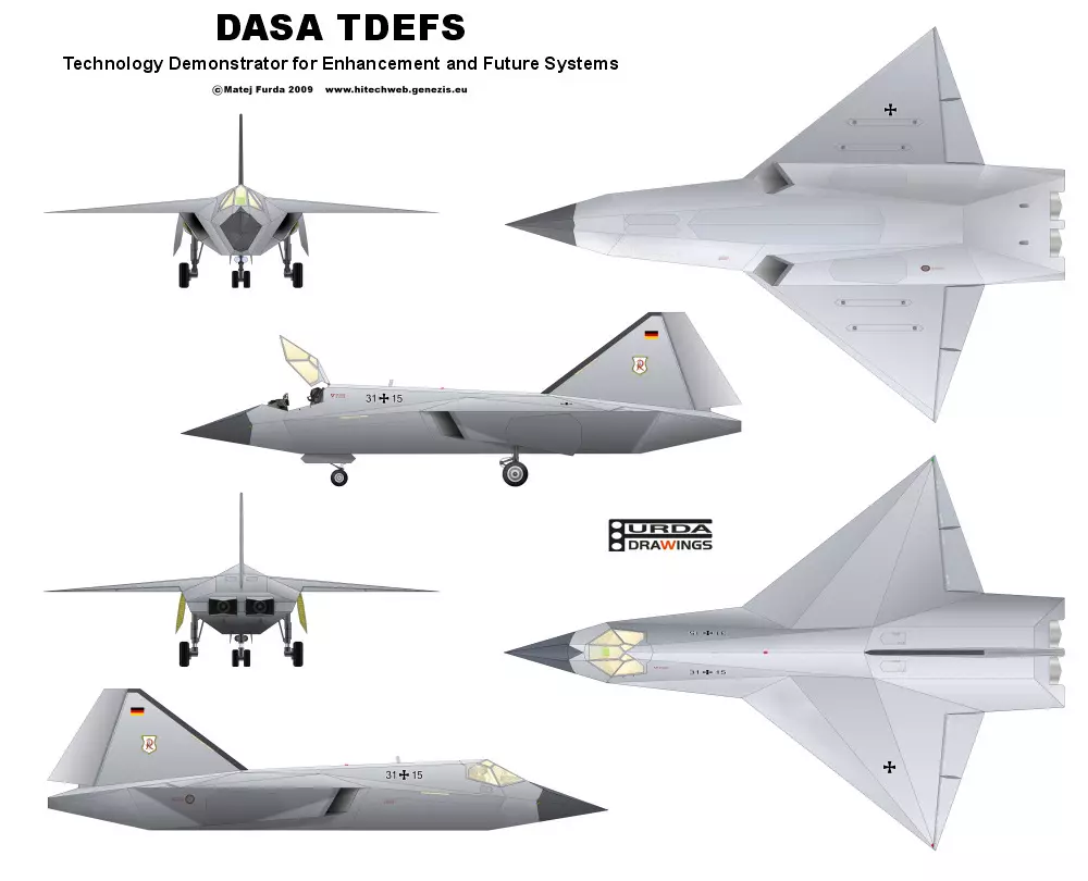Experiente Fifth-Generation Dasa TDEFS Fighter Stealth Fighter - F-117 em alemão.