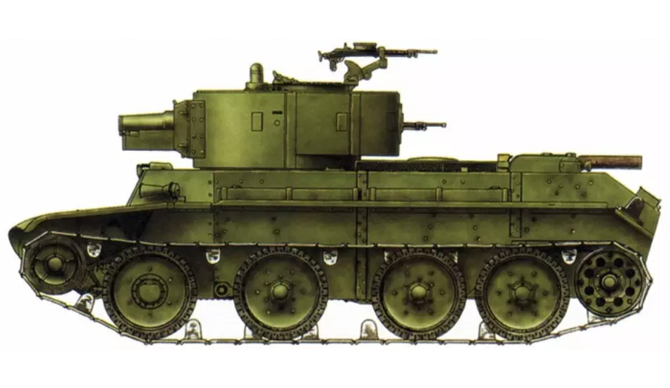 Tanque de artillería fácil BT-7A. la URSS
