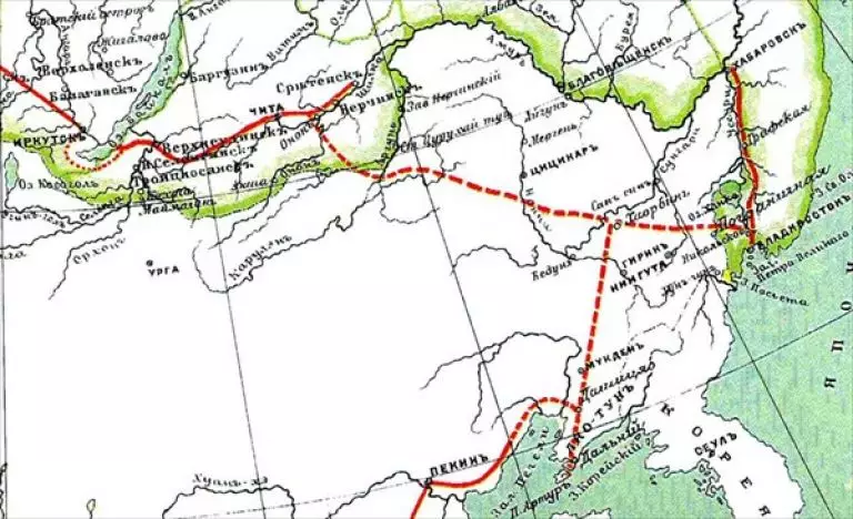 Figure 7. Map of Manchuria, the Russian Far East and the Transsib scheme (about Brockhaus and Efron).