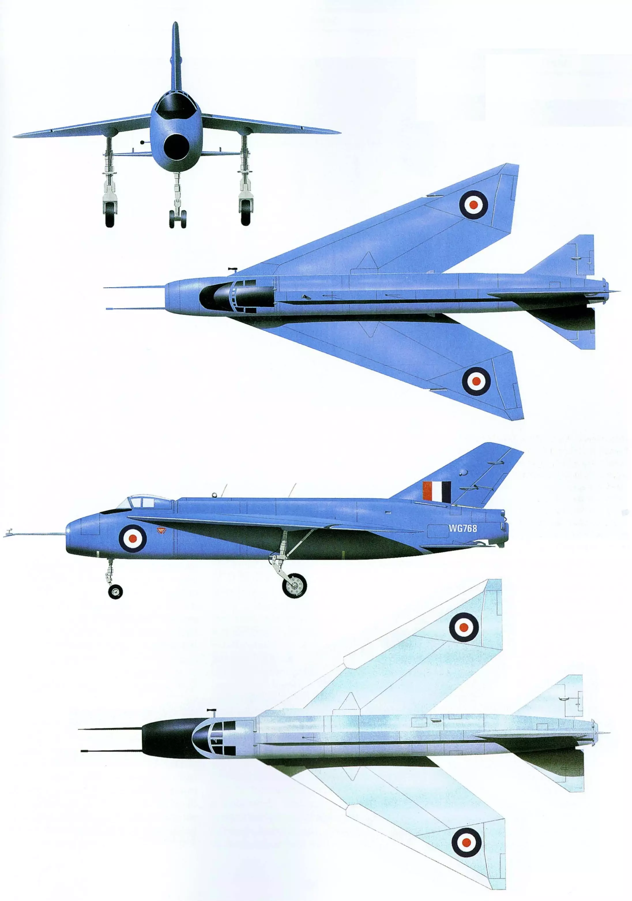 Ribe Projection WG768, mis kuulub 1960. aasta septembrini, kui lennukit katsetati tiibaga, mille esiserva eemaldamine oli 69º. Pilot kabiini laterna on muutunud, peamised šassiiiriigid on suunatud edasi: õhusõiduki külje ja ülemise küljed, millel on tiiba, millel on 60º, fikseeritud preds, mis on ette nähtud 26º ja stabilisaatoriga alumises asendis. Põhilised šassii riiulid vertikaalses asendis